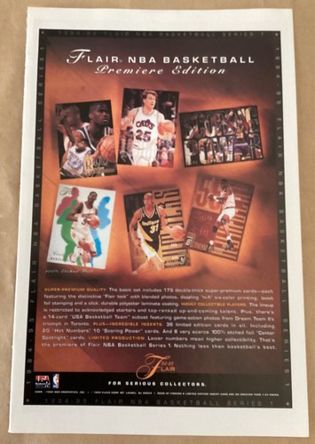 Flair NBA 1993 Print Ad retro promo art ad Basketball Premiere ed ...
