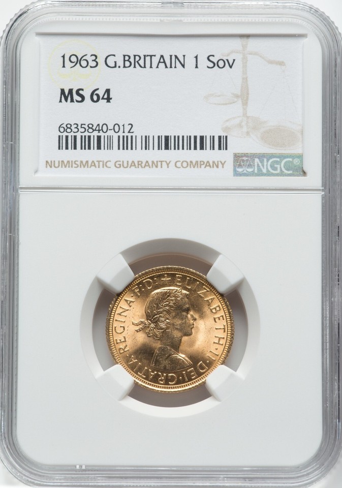 Great Britain - 1963 Elizabeth II Sovereign - NGC MS64 - SUPER PQ ...