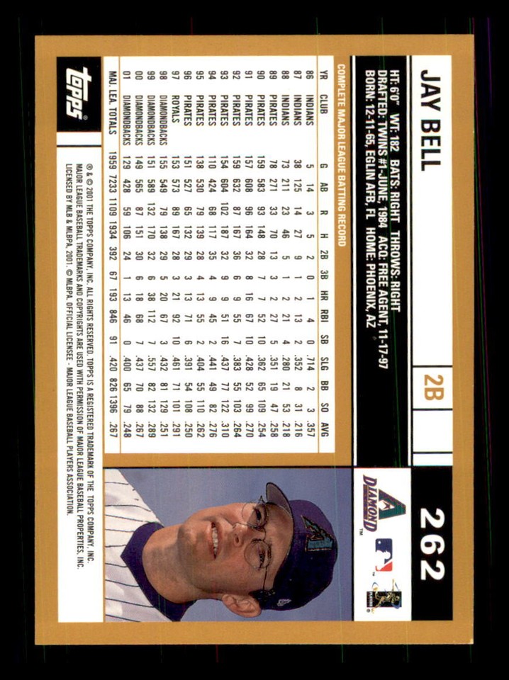2002 Baseball Topps Jay Bell Arizona Diamondbacks #262 | eBay