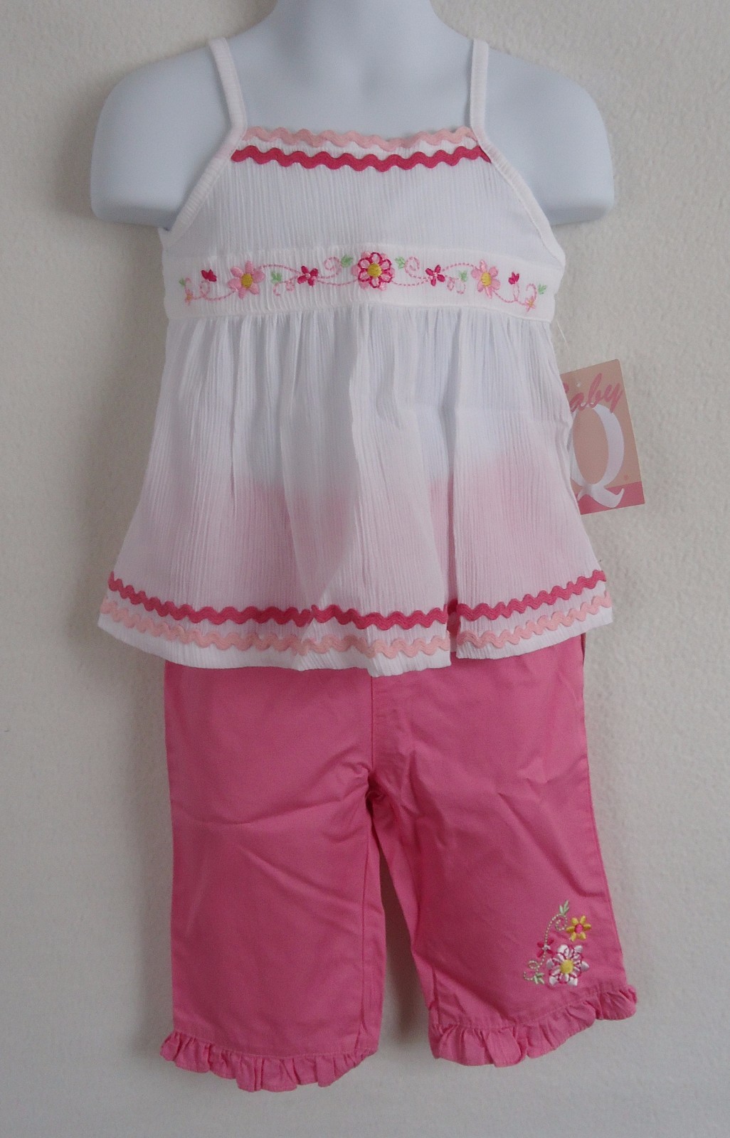 Girls Outfit Set 24 Months Top Tank Capri Baby Q Toddler Pink Summer ...