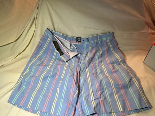 Izod, men's cotton shorts, multicolor, size 34, light blue with strips ...