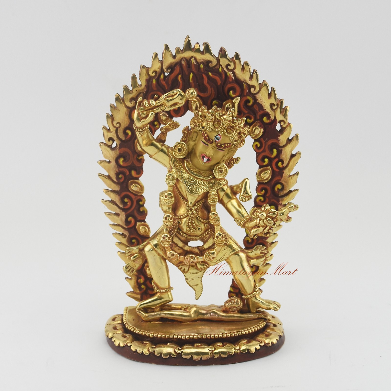 Hand Carved Gold Inlaid Tibetan Ekajati Dakini Copper Statue from Patan ...