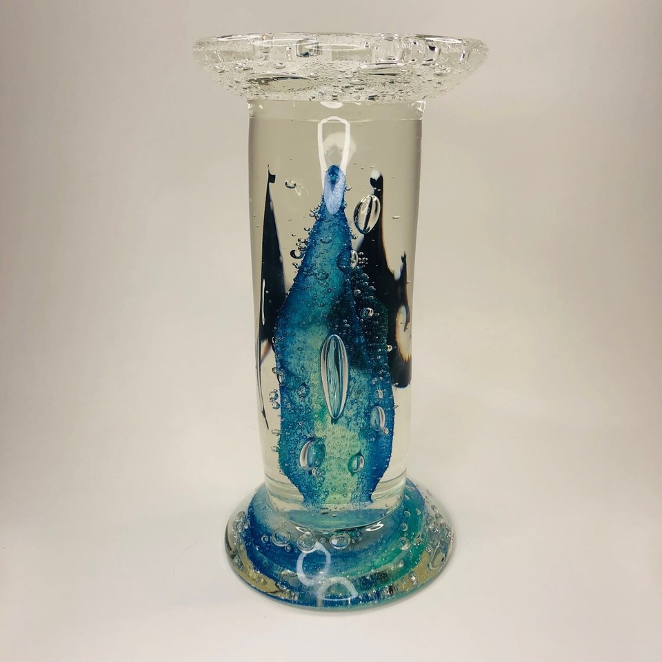 Eileen Gordon The Batfish Art Glass Sculpture Column Candle Stand ...