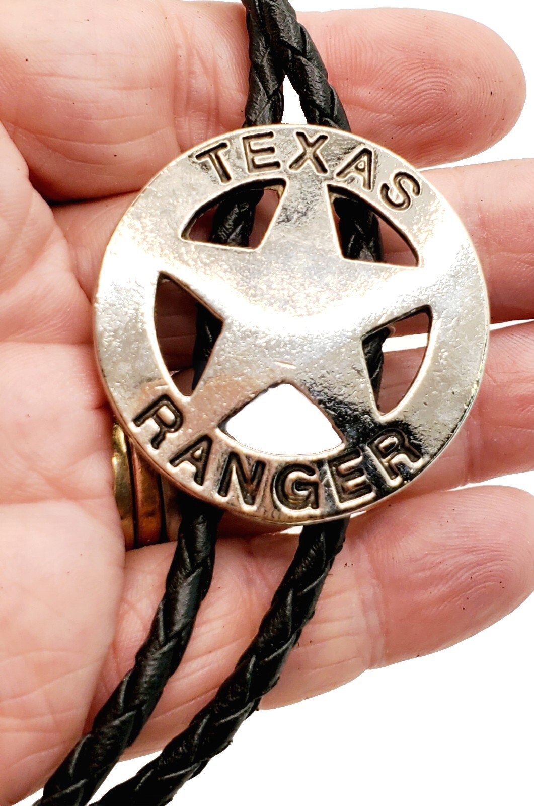 Texas Ranger badge shirt cowboy bolo tie Leather Silv… - Gem