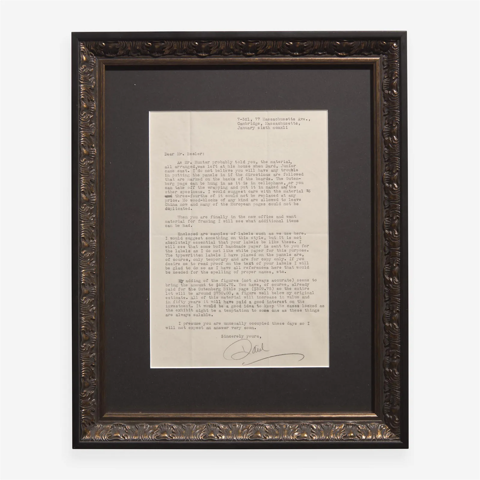 C. 1450 Gutenberg, Johann Leaf from the Gutenberg Bible ex Dard Hunter ...