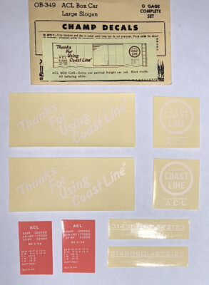 CHAMP O SCALE DECAL-ATLANTIC COAST LINE/ACL BOX CAR-LARGE SLOGAN ...