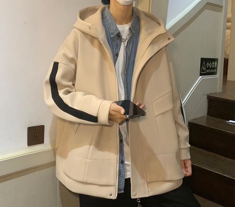 Men's Fashion Winter Hood Long Sleeve Loose Jacket Youth Casual Warm ...