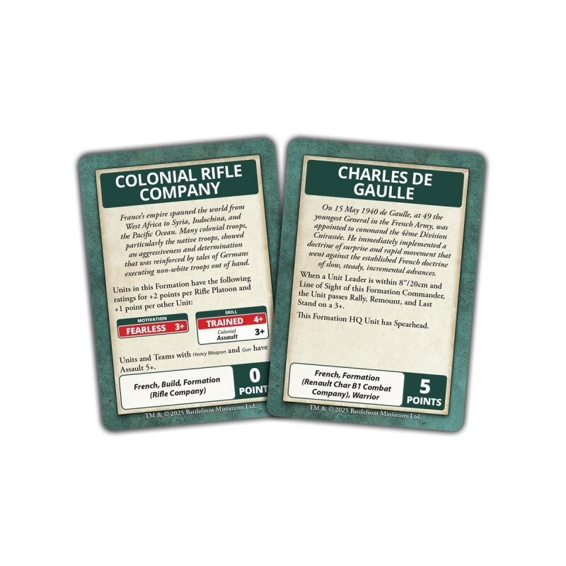 Flames of War French Blitzkrieg French Command Cards (x43 Cards) - Pre ...