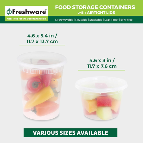 48 Pack of 16 and 32 Oz, 24 Sets Each Size Food Storage Containers with ...