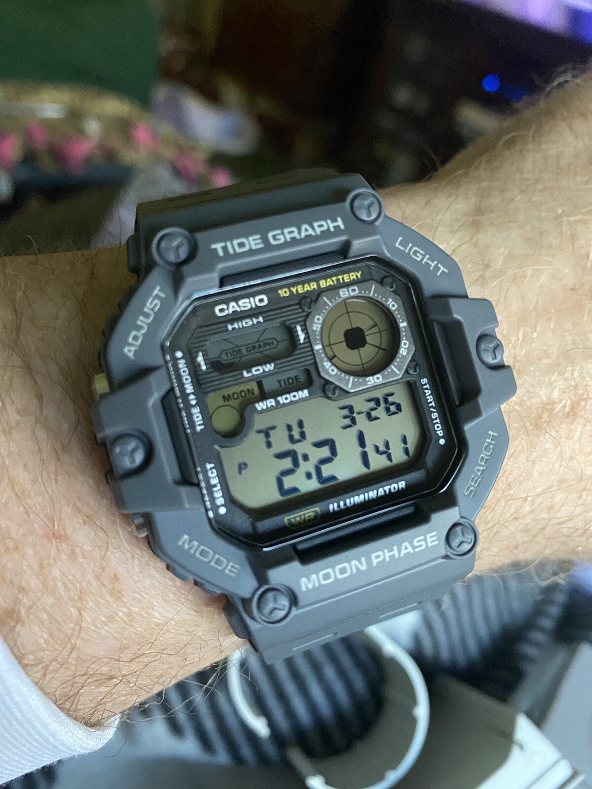 CASIO WS-1700H-8A with Moon data Tide graph 100M WR Men's Watch Grey ...