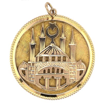 14K Yellow Gold "The Blue Mosque" Istanbul Turkey Charm / Pendant ...