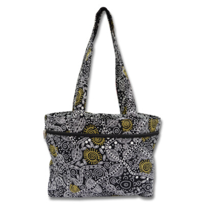 Warrina Designs Authentic Australian Aboriginal Shoulder Bag Black ...