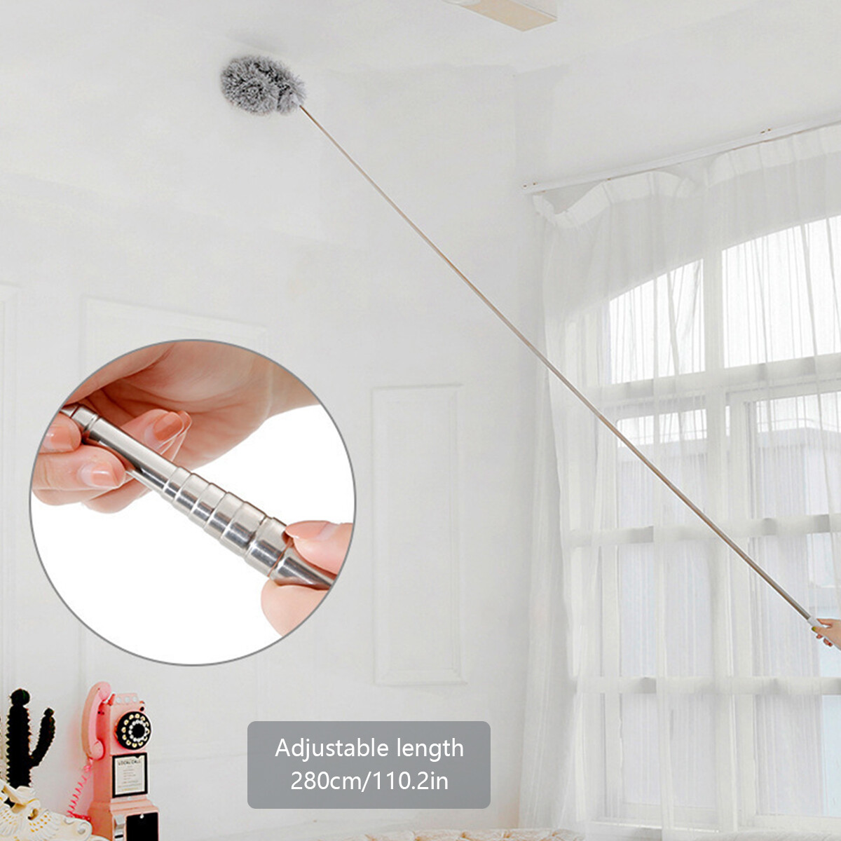 Extendable Feather Duster Bendable Microfiber Duster with Stainless ...