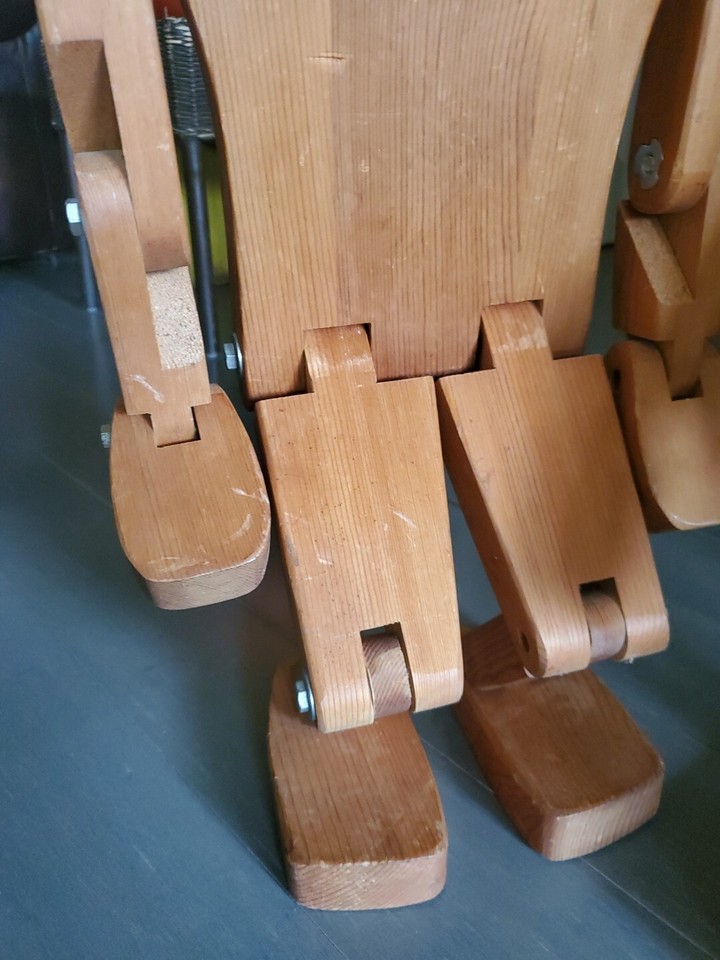 Pair 2x VTG Don Ellefson Limberjack Jointed Poseable Wooden Robot Man ...