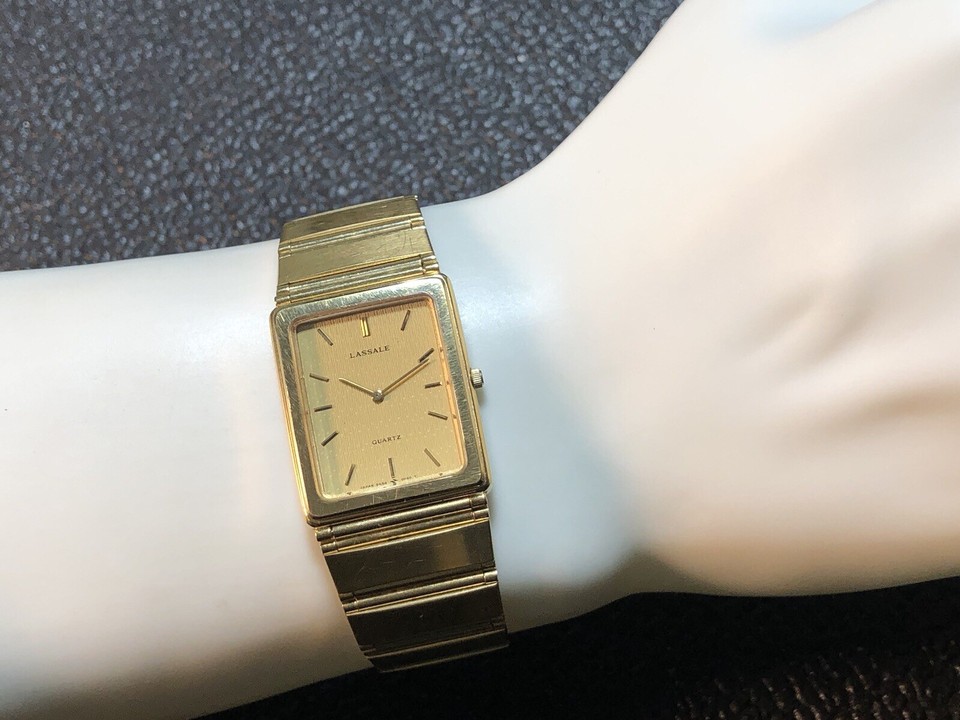 Vintage Lassale Seiko 24mm Rectangle Tank Gold Tone Watch W/Box New ...