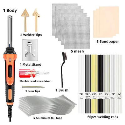 Electric Soldering Iron 100W Plastic Welding Kit with Rods Welder Tip ...