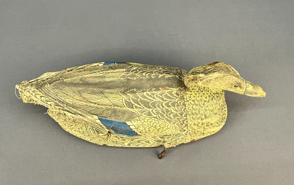 Rare Acme Folding Decoy Co. Canvas FEMALE MALLARD 13" Duck Decoy w ...