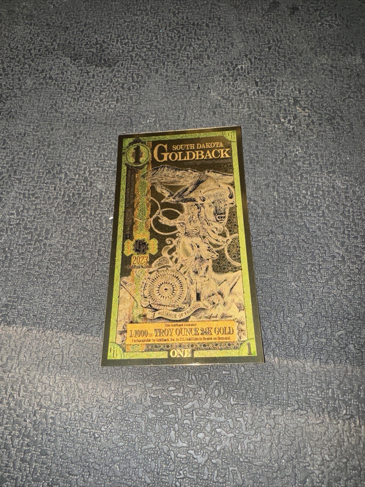 South Dakota Goldback .999 Gold Bullion Private Collector Currency 24K ...