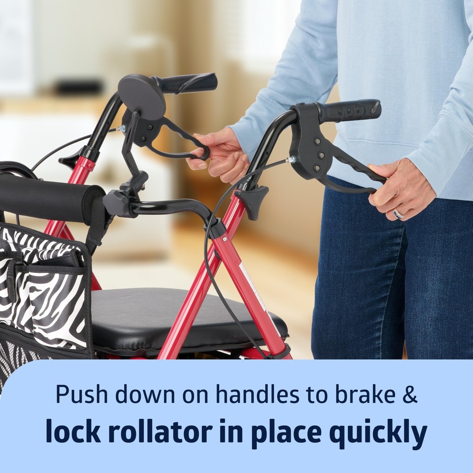 Pink Lightweight Rollator Walker with Adjustable Seat and Easy Grip ...