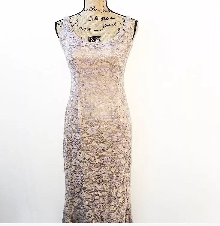 Carmen Marc Valvo Signature Gown 4 Dusty Rose Lace Ov… - Gem