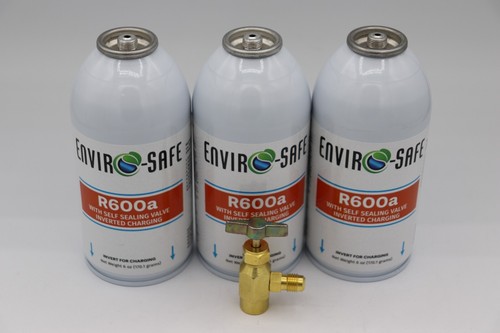 Enviro-Safe R-600a Refrigerant with 7/16" Self Sealing K28 6 oz , 3 ...
