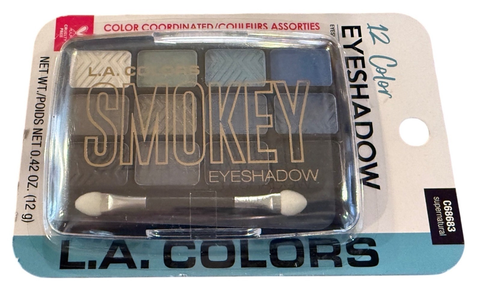 L.A. COLORS 12 Color Eyeshadow Palette C68683 SUPERNATURAL Smokey Silky ...