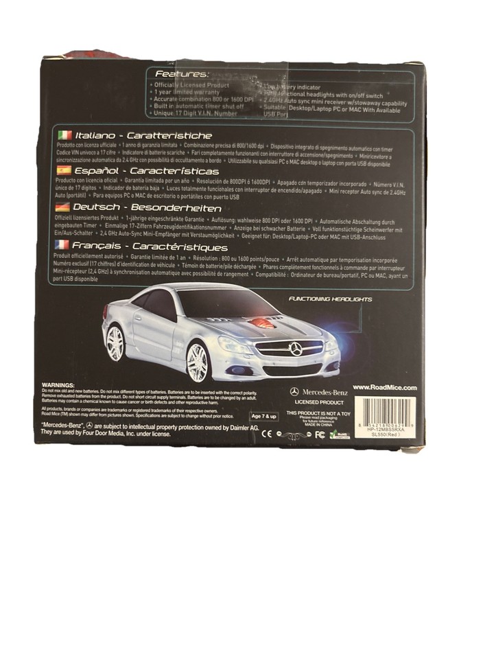 The Original Road Mice Red Mercedes SL550 Wireless Optical Mouse with ...
