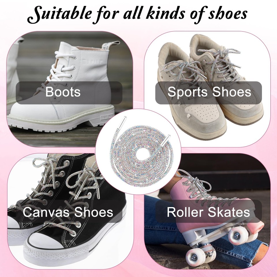 2PCS Glitter Shoe Laces Rope, Glitter Rope, Rhinestone Glitter Strings ...