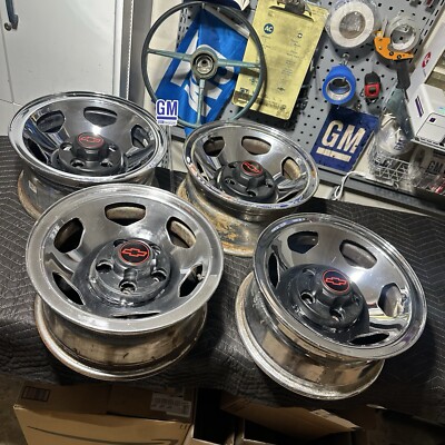 4 OBS 454 SS 88-98 CHEVY TRUCK Chrome SPORT WHEELS Black Caps 5 LUG 5x5 ...