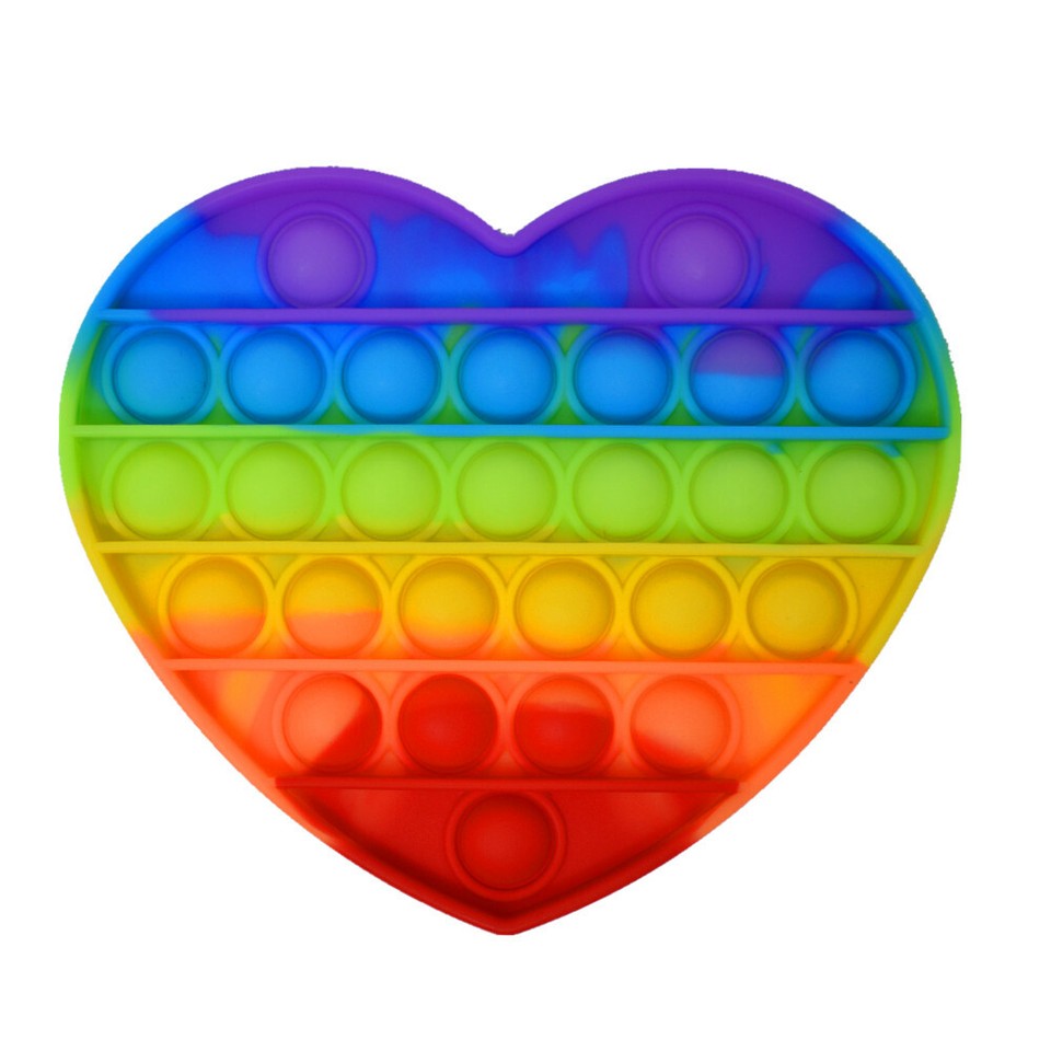 Push Rainbow New Silicone Sensory Fidget Toy Pop Bubble Stress Relief ...