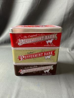 Holiday Christmas Tin Container Peppermint Bark 2 Tins in 1 ssc | eBay