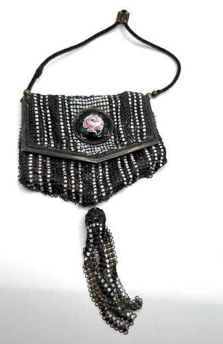 Vintage Whiting & Davis Enameled Rose Mesh Purse Art Deco Design 1930's ...