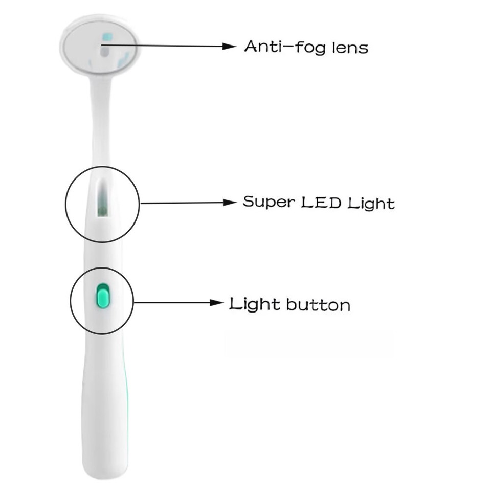Dental Mirror with Light Tool LED Lighted Teeth Inspection Mirror anti ...