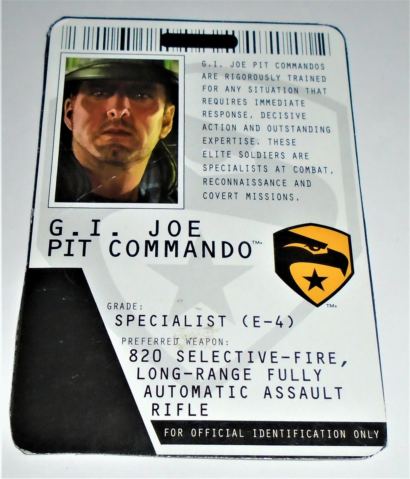 G I JOE File I.D. Card Filecard 2009 GI Joe Pit Commando | eBay