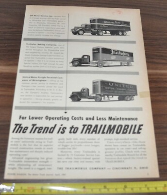 1947 Trailmobile Trailer Truck Ad United Motor Freight Freihofer Baking ...