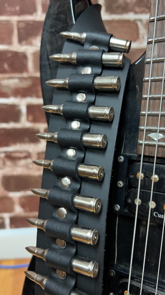 Nickel Bullet Guitar Strap Genuine Leather Rivethead Punk Rock Thrash ...