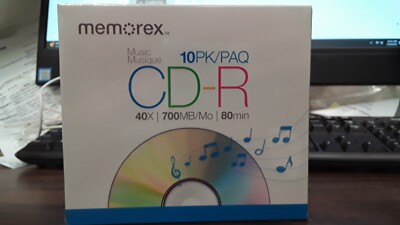 Memorex Music 10 pack CD-R 40x 700 mB 80 min with jewel cases BN 240131 ...