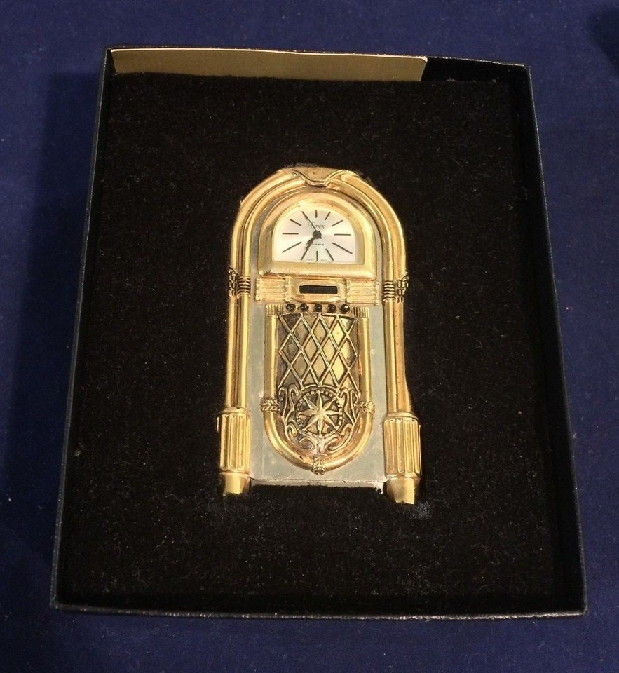 Timex Collectible Miniature Jukebox Desk Clock Brass Accents Japan ...