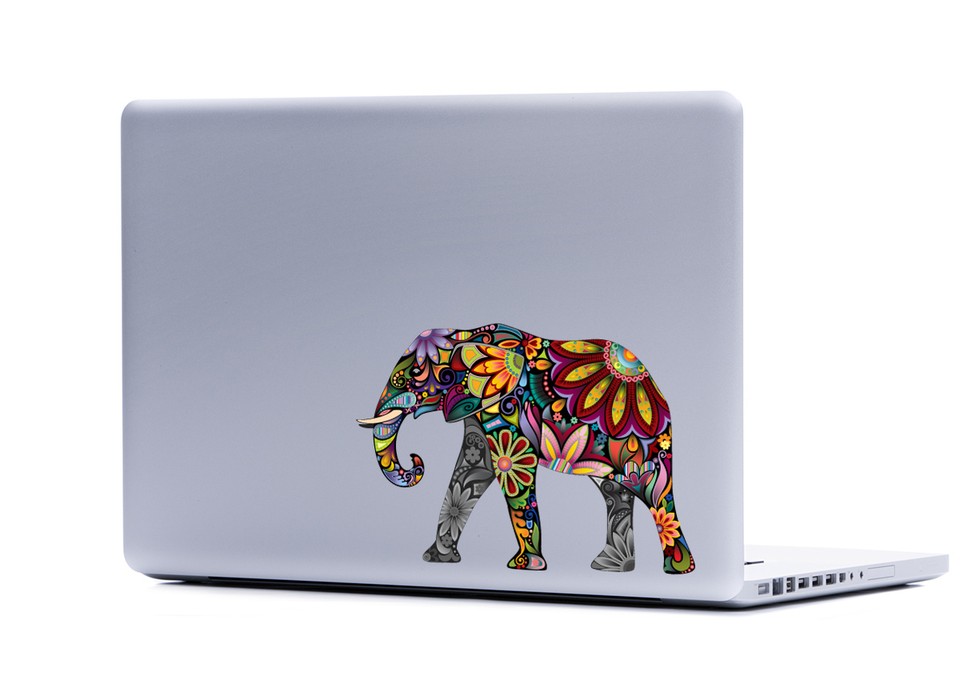 Ornate Elephant Vinyl Laptop or Automotive Art sticker decal computer ...