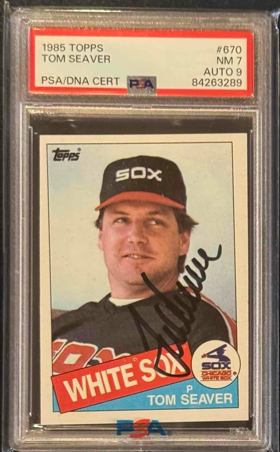 1985 TOPPS TOM SEAVER SIGNED DUAL GRADED PSA 7 AUTO 9 ONLY 1 HIGHER ...