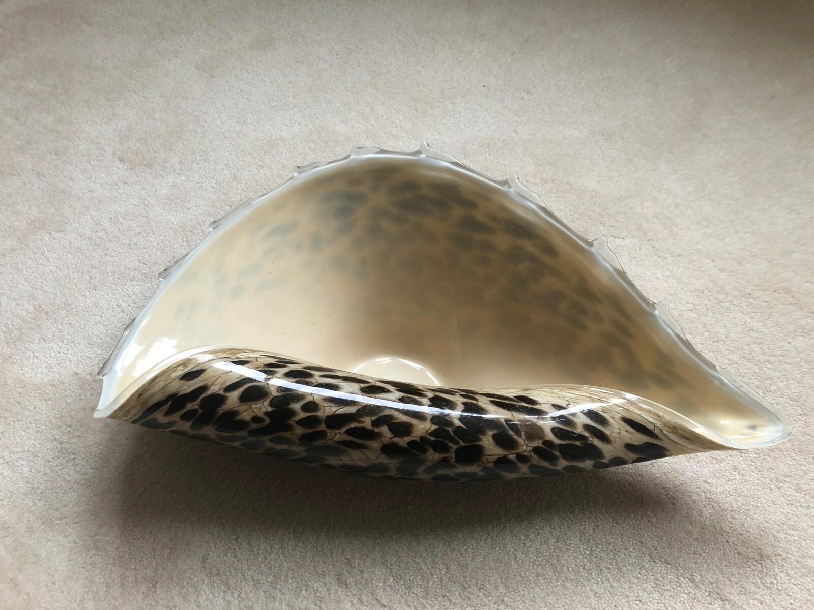Glass SHELL ORNAMENT Collectable Brown Leopard spots | eBay