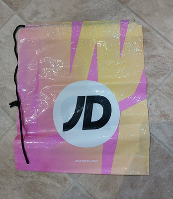 RETRO YELLOW/PINK JD SPORTS DUFFLE DRAWSTRING GYM BAG USED COLLECTABLE ...