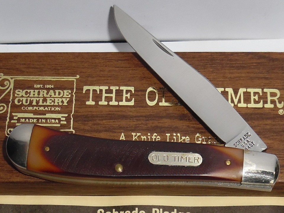 VINTAGE SCHRADE USA 194OT OLD TIMER TRAPPER KNIFE WITH BOX. NEVER USED ...