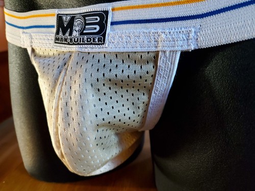 Sport Jock with Slim and Trim Gold Mesh Pouch, Striped Waistband ...