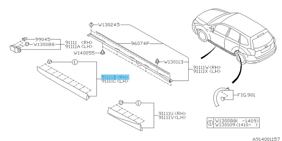 SUBARU FORESTER SJ# 2014-2018 Genuine F/Door Garnish Assy RH 91112SG122 ...