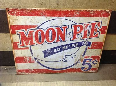 Moon Pie Eat Mo 5 Cents Metal Sign Tin Vintage Garage Bar Decor Old ...