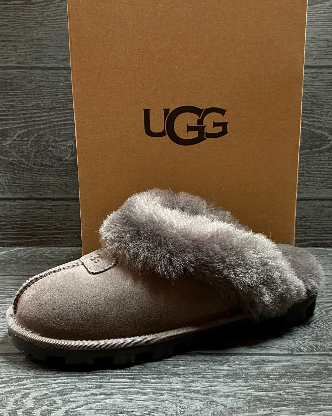 Women's Size 8 UGG COQUETTE Sheepskin Slide Slippers 5125 GREY UGGS ...