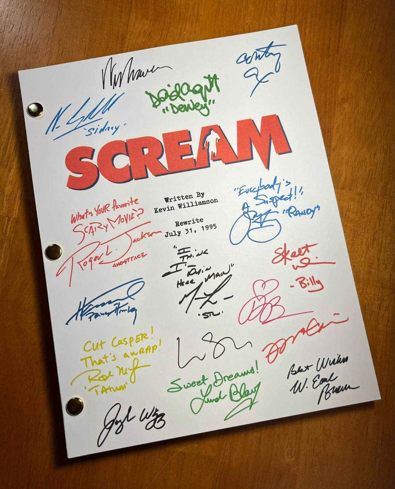 Scream Script Signed- Autograph Reprints- 119 Pages- Ghost Face- Scream ...