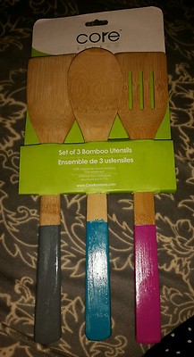 core bamboo 3 piece colored utensil set | eBay