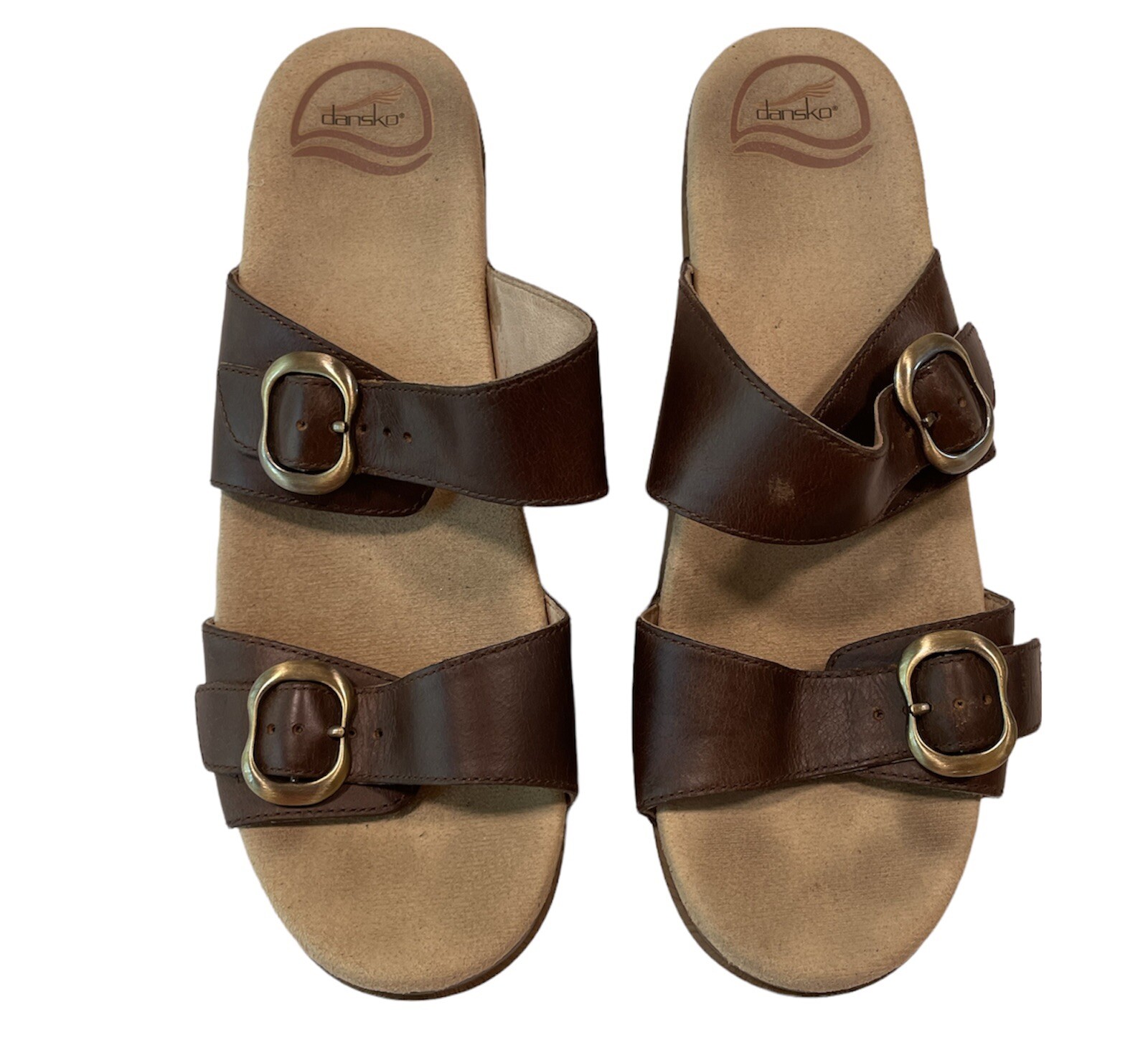 Dansko Sandals Sophie Wedge Slide Brown Leather Women… - Gem